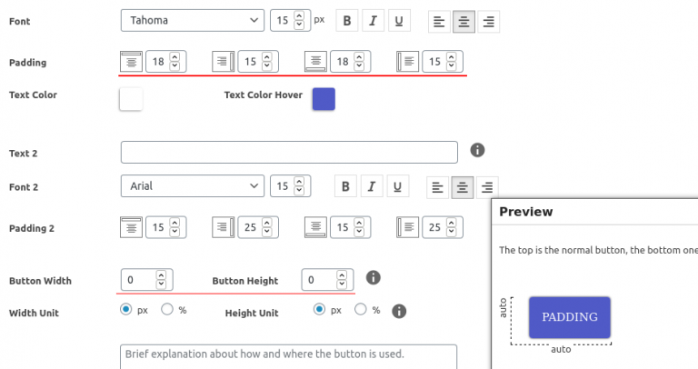 Button size: width and height | MaxButtons Pro
